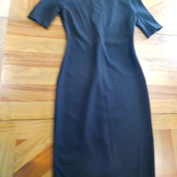 Zara | Dresses | Zara Woman Solid Black Dress Mock Neck Size Large Form ...